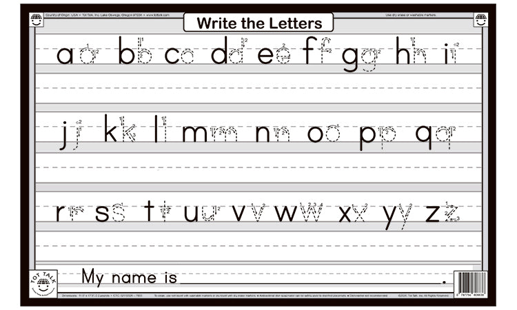 Lowercase Letters Placemat for Kids | Tot Talk