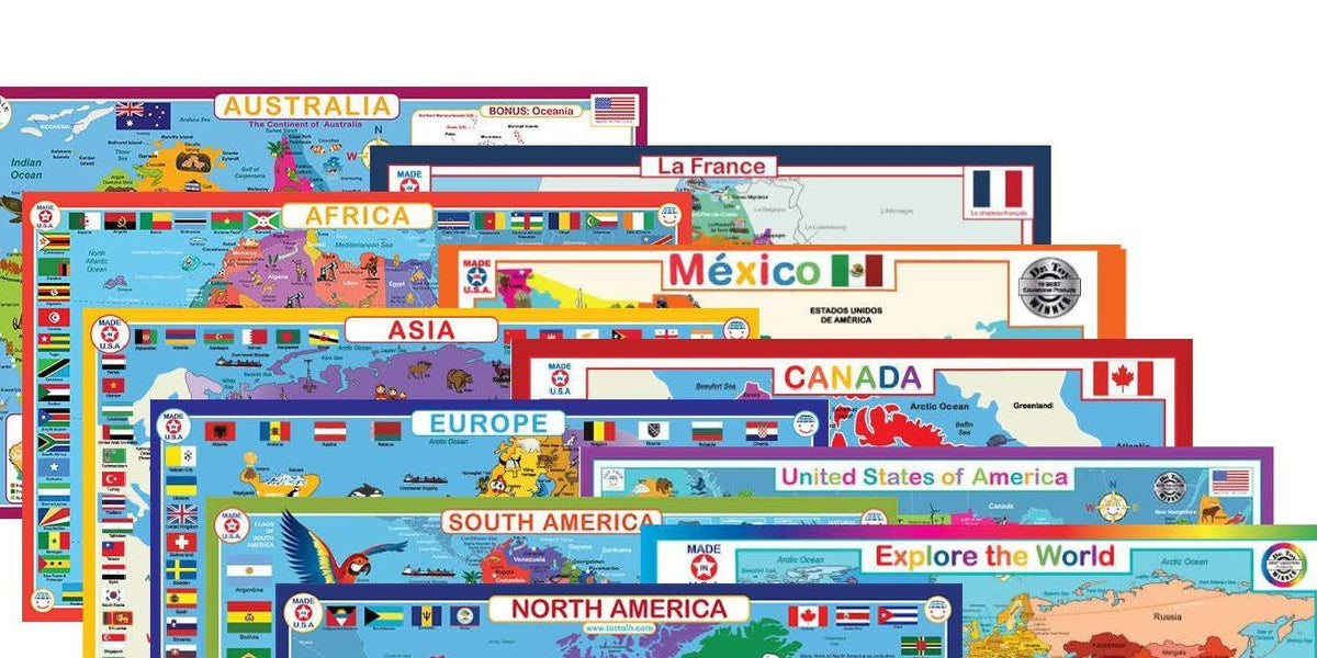 Continents & Countries Geography Placemat – Educational Map for Kids ...