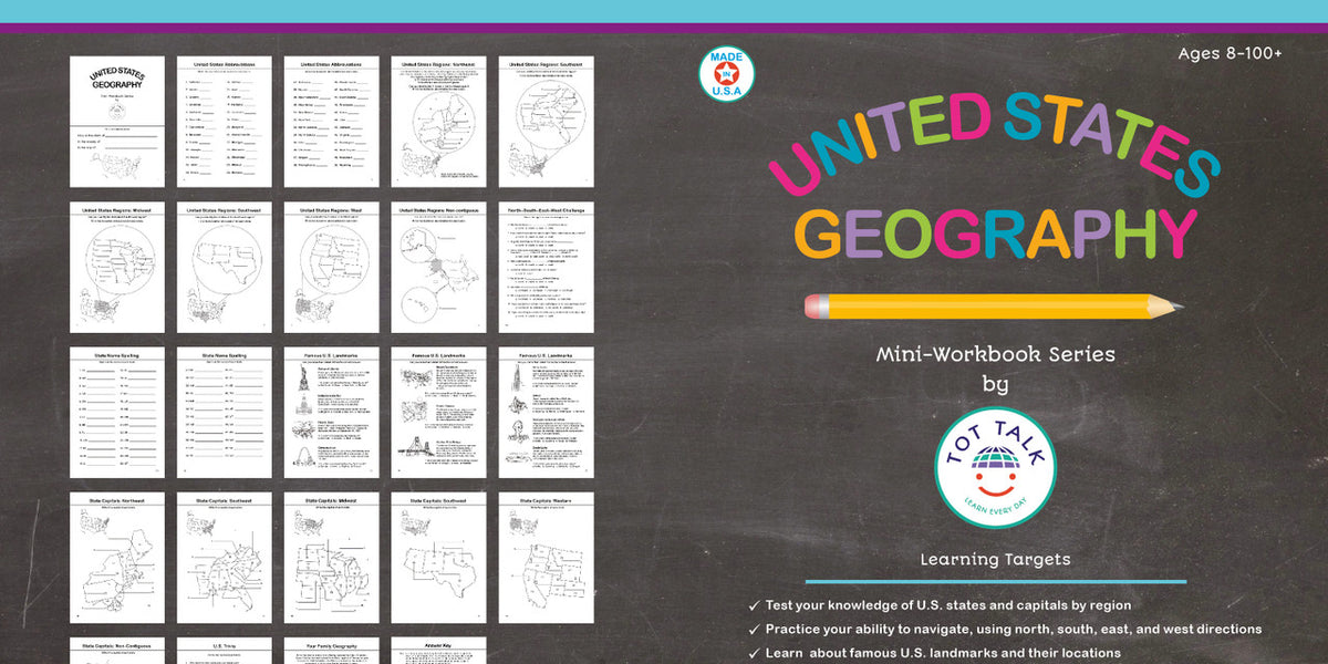 USA Geography Mini Workbook – States & Landmarks for Kids | Tot Talk