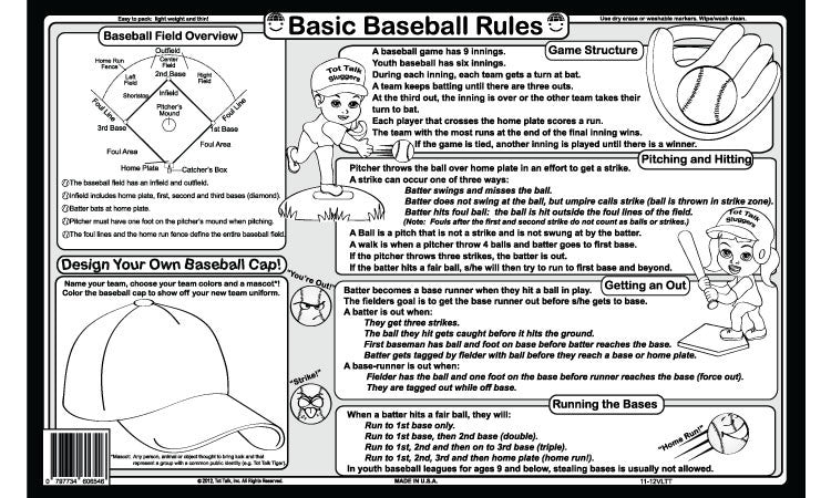 Baseball Learning Placemat for Kids – Rules & Positions | Tot Talk